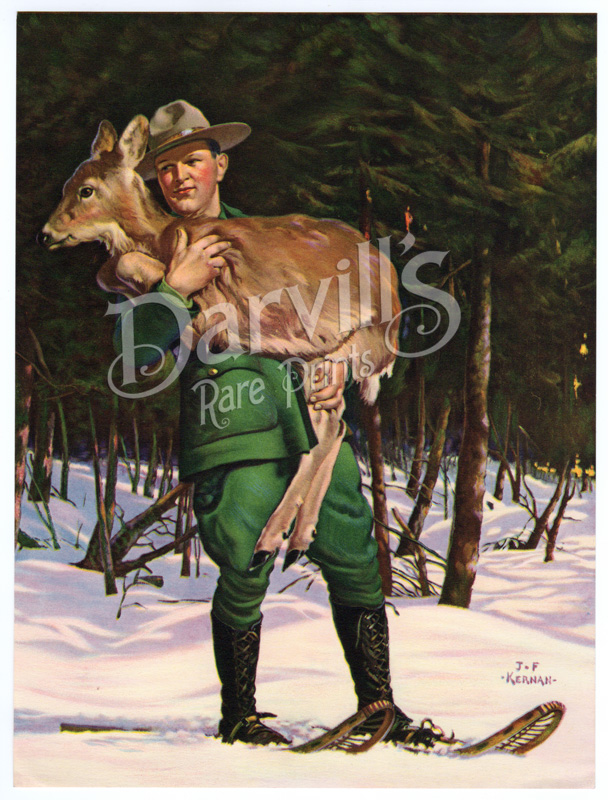 Vintage Calendar Prints Of Camping Outdoor Life Wildlife Deer Park
